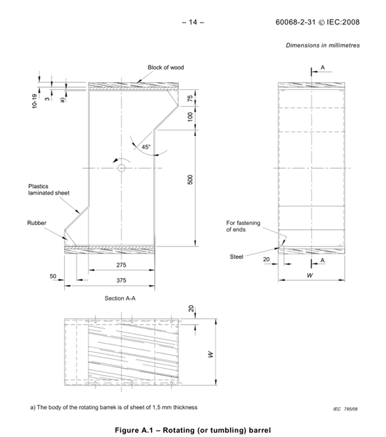 IEC 60884-1 Tumbling Barrel Free Fall Test Apparatus For Plugs And ...