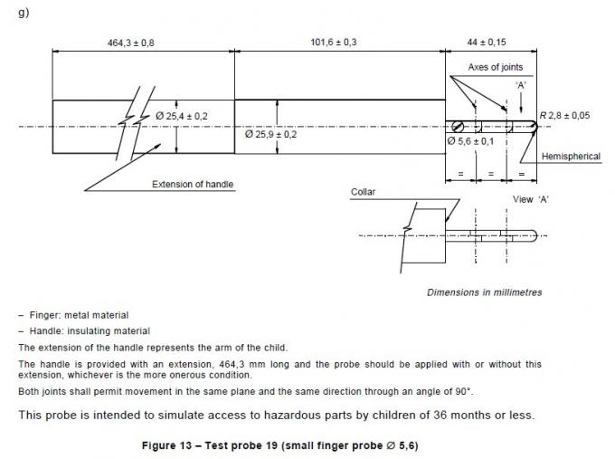 Test Probe 19 Ф5.6mm Small Finger Probe For Simulate Children Finger ...
