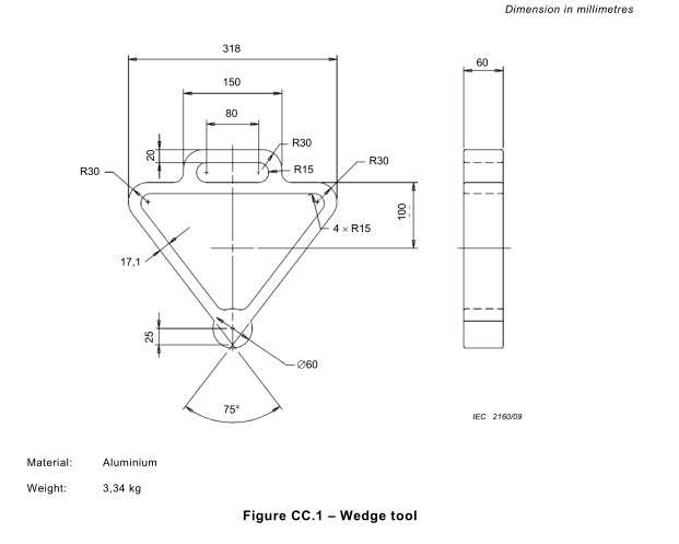 IEC 60601-2-52 Figure CC.1 Wedge Tool For Test Medical Bed In Non ...