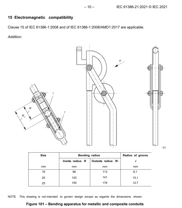 IEC 61386-21 Figure 101 Bending Apparatus For Metallic And Composite ...